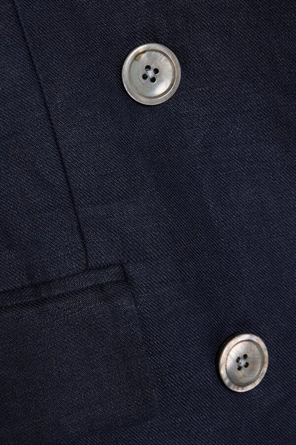 ALEX MILL Anna Double-breasted Linen-twill Blazer - Navy