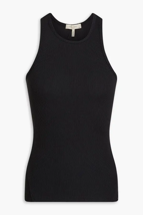Rag & Bone Ribbed Pima Cotton-blend Tank - Black
