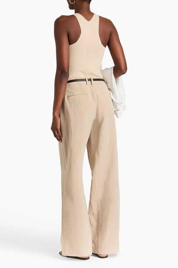 Vince Wide-leg Lyocell-blend Pants - Beige
