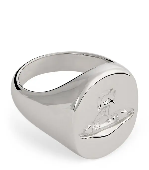 VIVIENNE WESTWOOD Rhodium-plated Sterling Orb Signet Ring