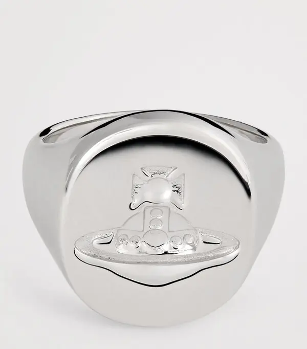 VIVIENNE WESTWOOD Rhodium-plated Sterling Orb Signet Ring