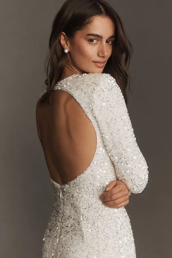 princess polly baby blue dress Black Long Sleeve Backless Sequin Maxi Dress – On Sale Now with Up to 71%  Off main image 1