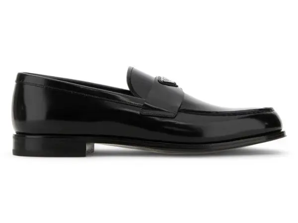 Prada Enamel Triangle Logo Slip-on Loafers