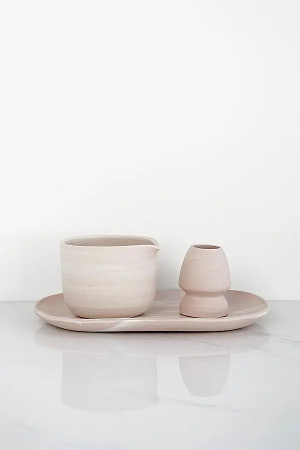 REN VOIS Blush Marble Matcha Table Set