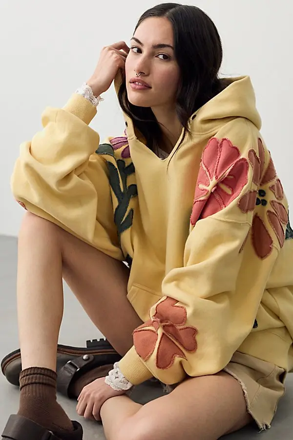 Free People Floral Hoodie - Sunlight Combo
