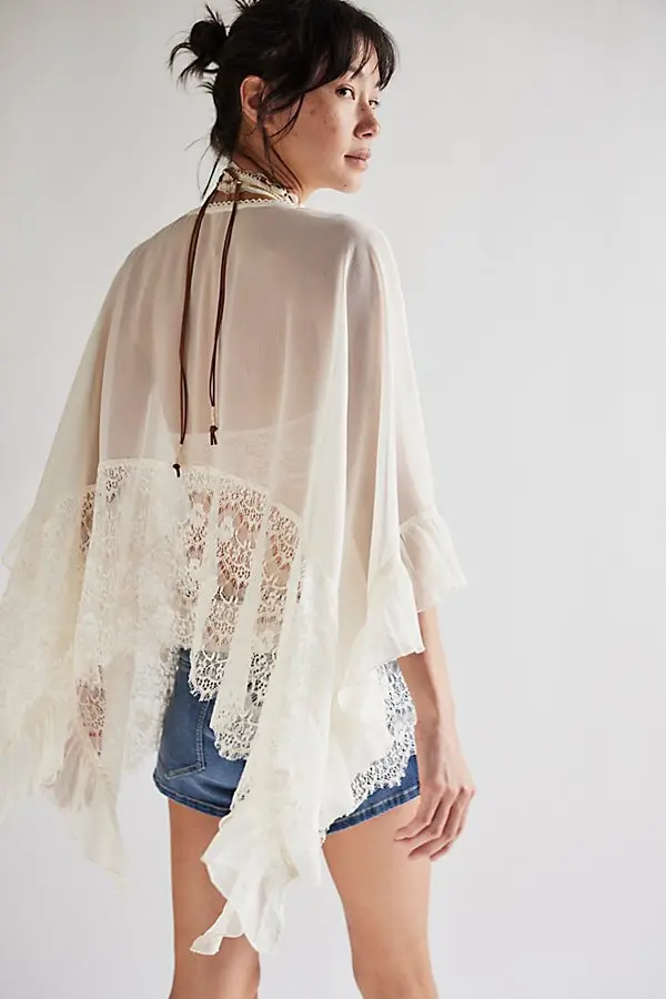 Free People Dance With Me Sheer Poncho - Ivory