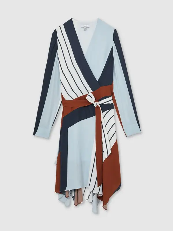 REISS Eloise Stripe-print Wrap Dress