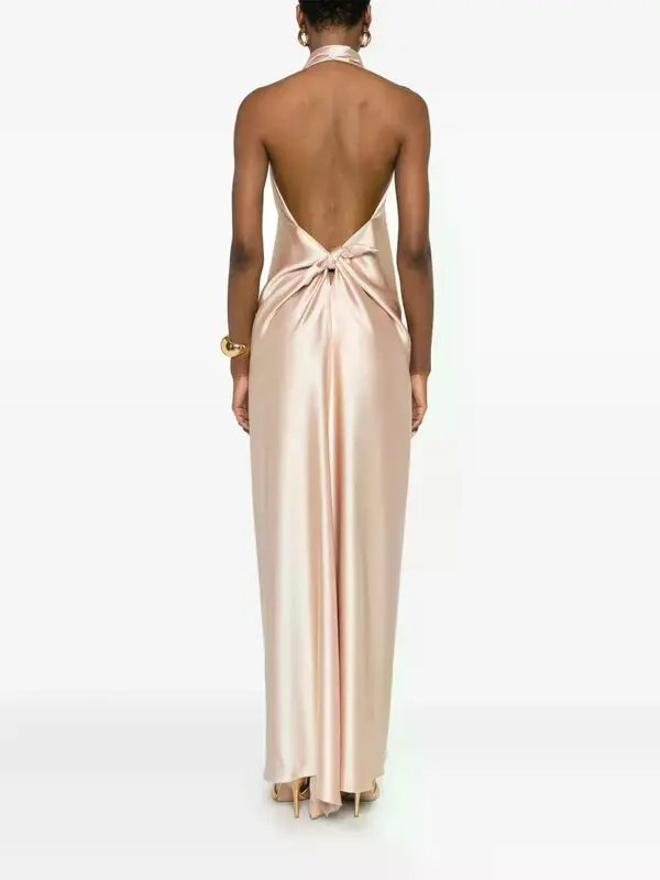BLANCA VITA Satin Maxi Dress - Neutrals