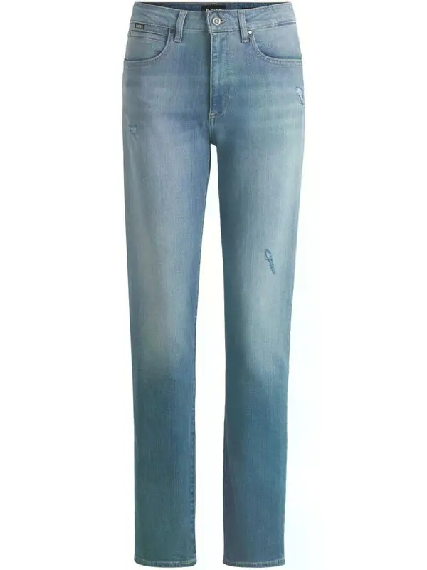 Hugo Boss Ripped Detail Straight Leg Jeans In Blue 19% Off