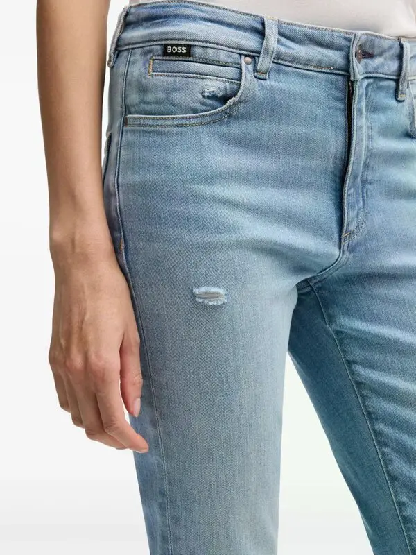 BOSS Ripped Detail Straight Leg Jeans