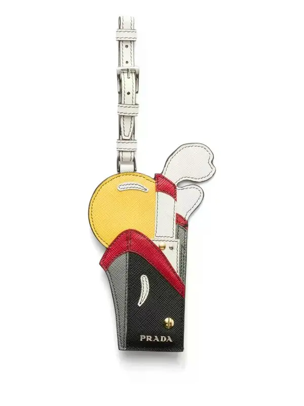 Prada Saffiano Leather Name Tag - Black