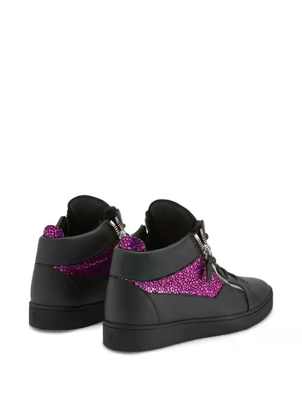 GIUSEPPE ZANOTTI Kriss Leather Mid-top Sneakers - Black