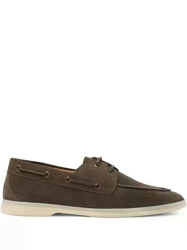 SCAROSSO Leather Boat Shoes - Brown