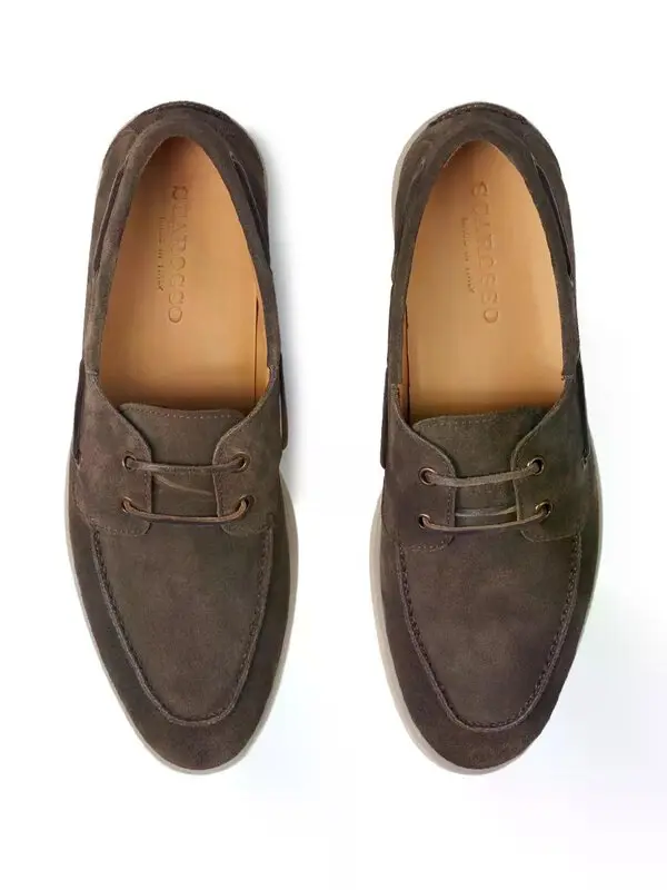 SCAROSSO Leather Boat Shoes - Brown