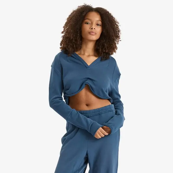 SKIMS Shoulder Pad Cropped Hoodie - Indigo