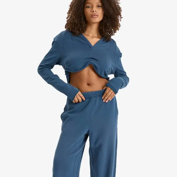 SKIMS Shoulder Pad Cropped Hoodie - Indigo