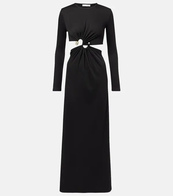 Christopher Esber Concave Cutout Embellished Ribbed-knit Maxi Dress - Black