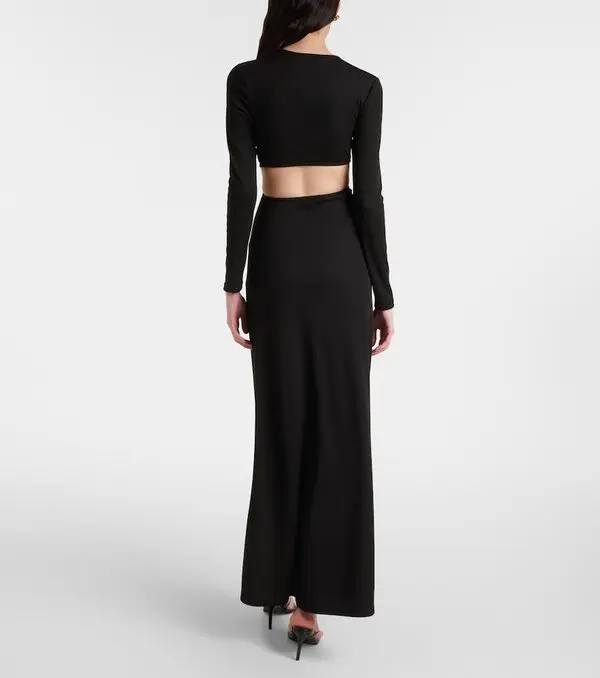 Christopher Esber Concave Cutout Embellished Ribbed-knit Maxi Dress - Black