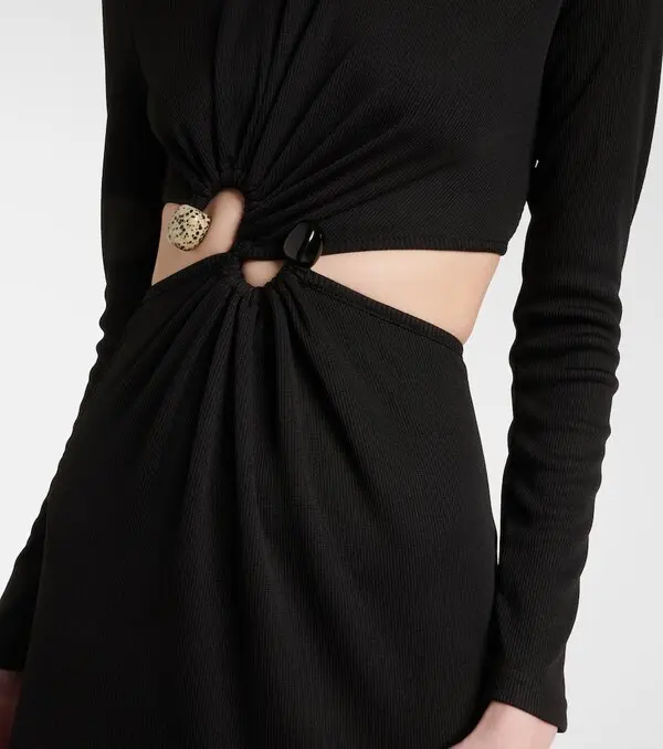 Christopher Esber Concave Cutout Embellished Ribbed-knit Maxi Dress - Black