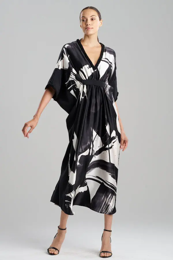 Natori Shodo Beaded Silk Caftan