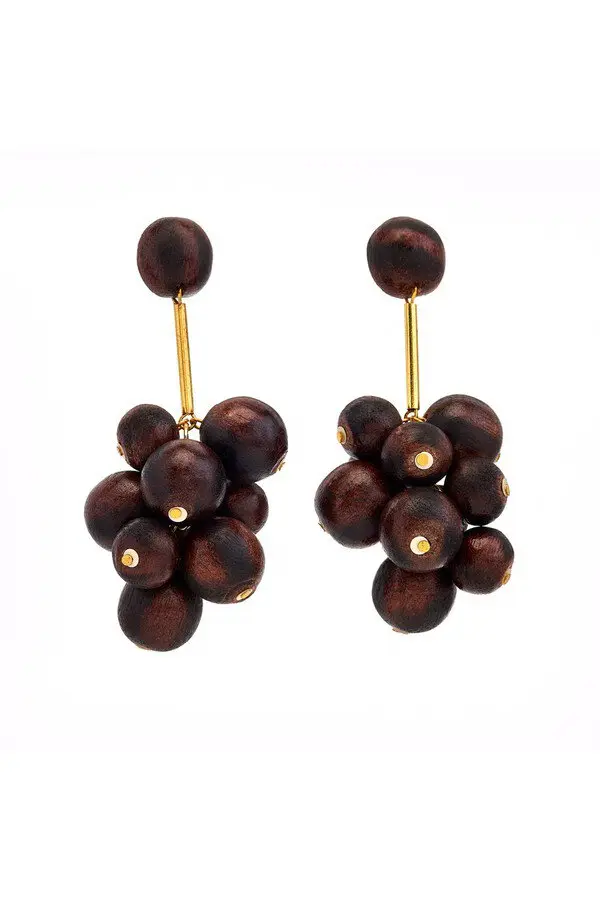 KENNETH JAY LANE Wooden Ball Cluster Drop Earrings - Lime
