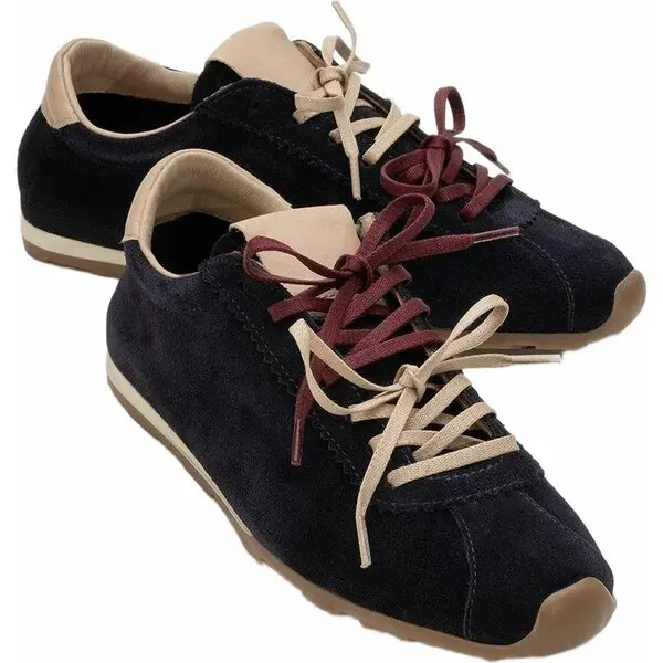 FOREVER & ALWAYS SHOES Crea Leather Sneakers - Dark Blue Leather