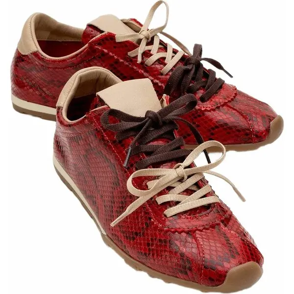 FOREVER & ALWAYS SHOES Crea Leather Sneakers - Red Croco Leather