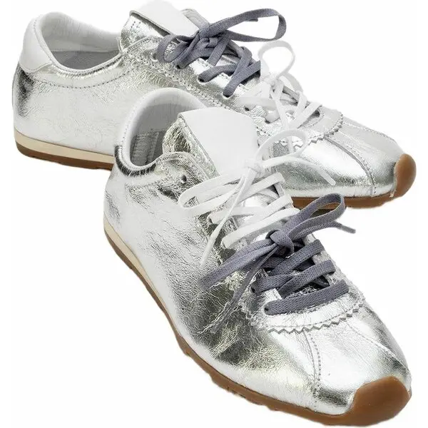 FOREVER & ALWAYS SHOES Crea Leather Sneakers - Silver Leather