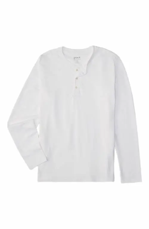 PACT Organic Cotton Softspun Henley Long Sleeve Shirt - White