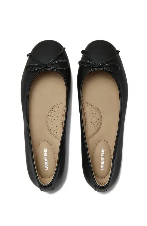 LANDS' END Essential Leather Ballet Flats - Black