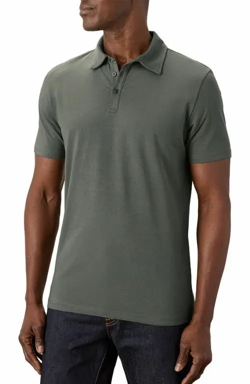 PACT Luxe Stretch Jersey Slim Polo - Castor Grey