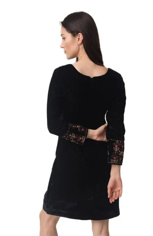 RAAS Arial Velvet Mini Dress Embroidered