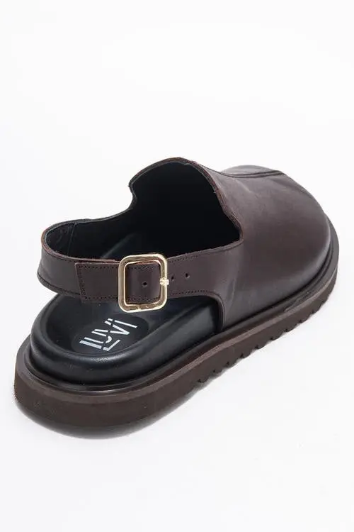 FOREVER & ALWAYS SHOES Laby Leather Clogs - Brown Leather