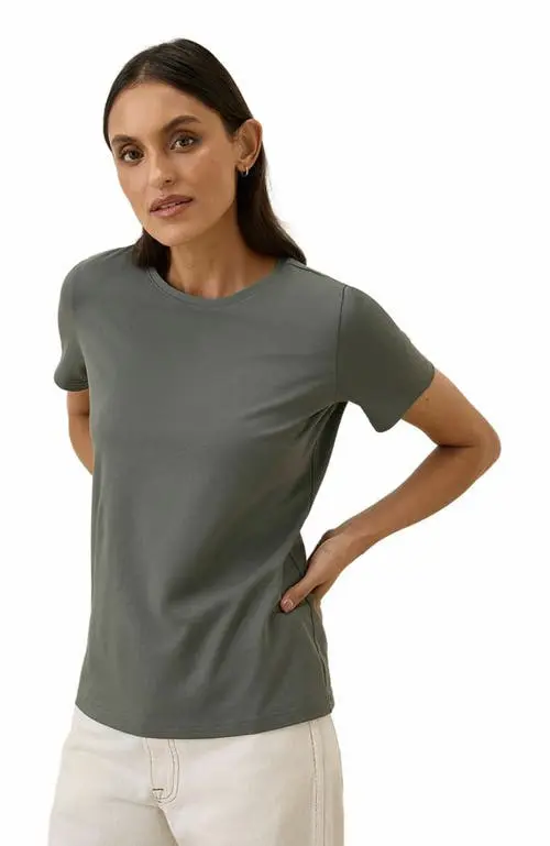 PACT Luxe Stretch Jersey Slim Tee - Castor Green