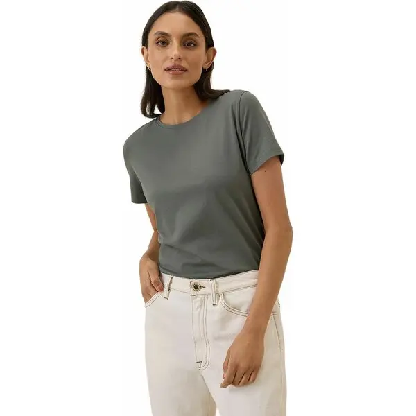 PACT Luxe Stretch Jersey Slim Tee - Castor Green
