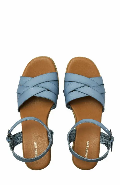 LANDS' END Espadrille Wedge Sandals - Pale Blue Slate