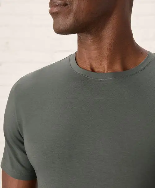 PACT Luxe Stretch Jersey Slim Crew Neck Tee - Castor Grey