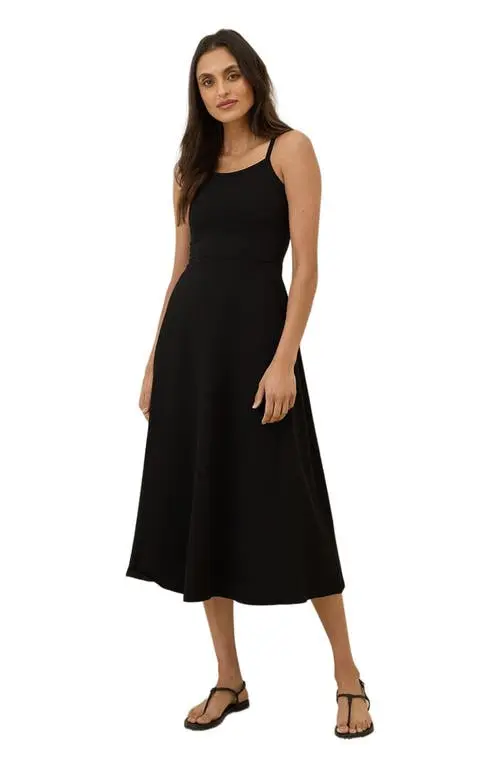 PACT Organic Cotton Fit & Flare Midi Dress - Black