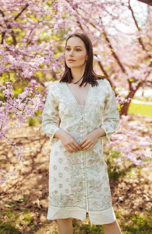 RAAS Keya Floral Embroidered Midi Dress