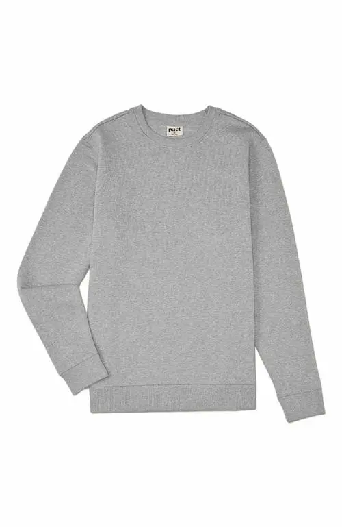 PACT Organic Cotton Cloud Brushed Fleece Crew Sweatshirt - Heather Grey