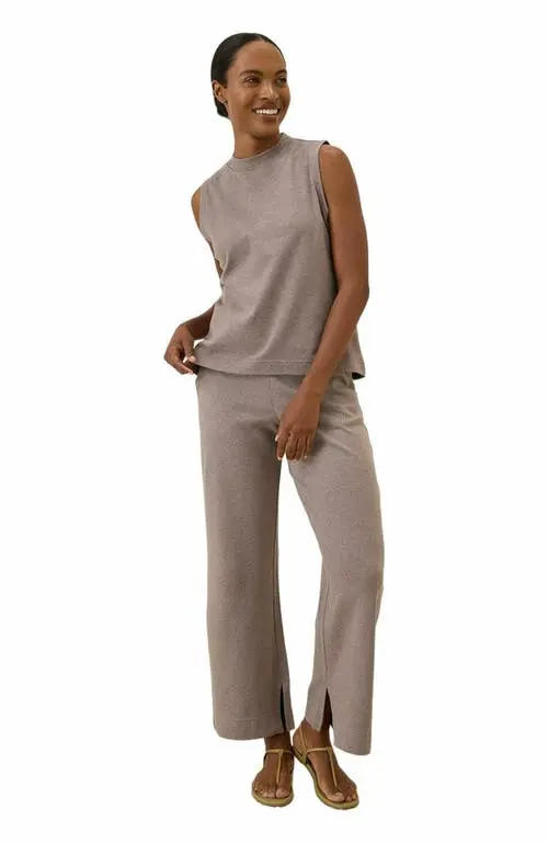 PACT Organic Cotton Mock Neck Shell - Deep Taupe Heather