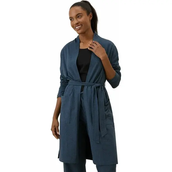 PACT Organic Cotton Cool Stretch Lounge Duster - French Navy Heather