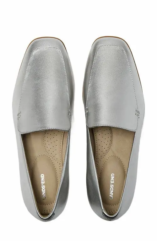 LANDS' END Classic Leather Loafers - Silver Leather