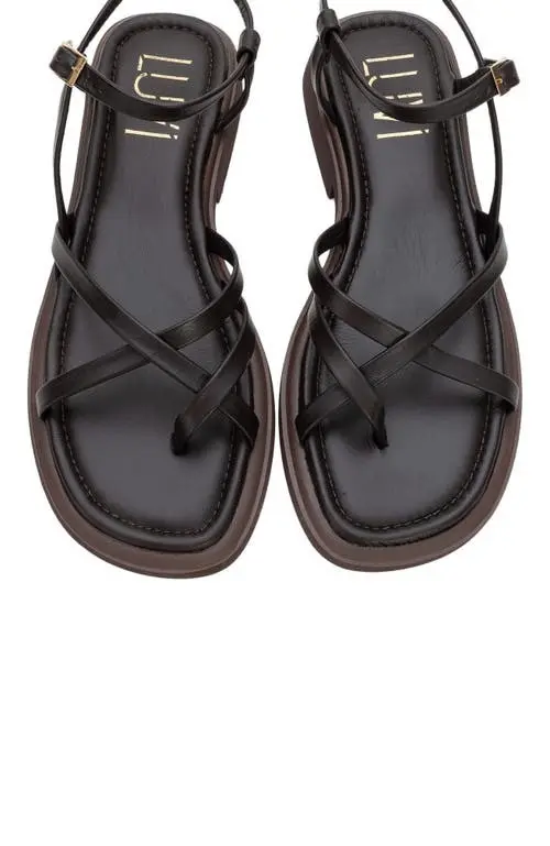 FOREVER & ALWAYS SHOES Antas Leather Flat Sandals - Brown Leather