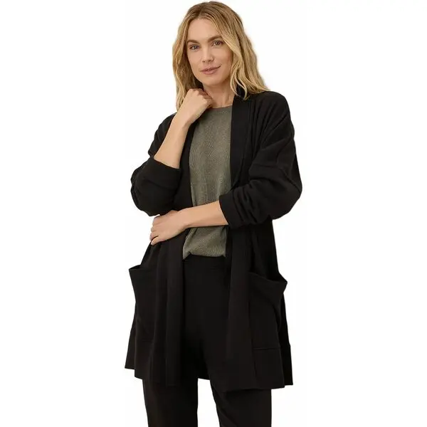 PACT Organic Cotton Airplane Wrap Cardigan - Black