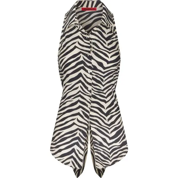 SIMONMILLER Printed Loch Sleeveless Poplin Button-up - Zebra Print