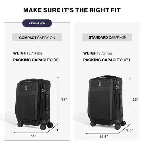 TRAVELPRO 20" Compact Carry-on Expandable Spinner Luggage - Elemental Blue