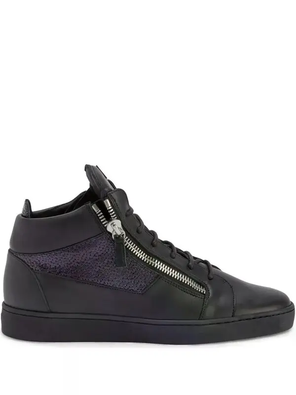 GIUSEPPE ZANOTTI Kriss Leather Mid-top Sneakers - Black
