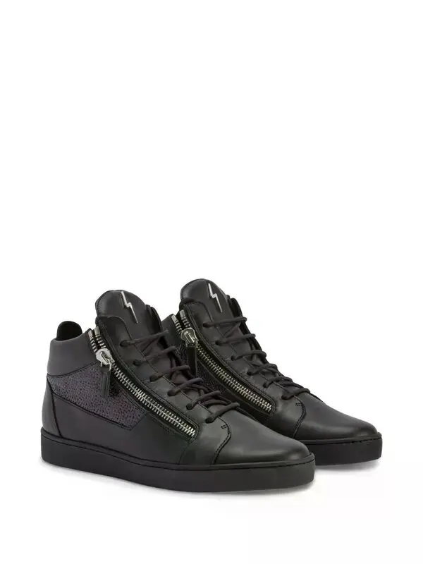 GIUSEPPE ZANOTTI Kriss Leather Mid-top Sneakers - Black