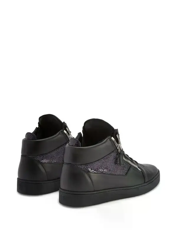 GIUSEPPE ZANOTTI Kriss Leather Mid-top Sneakers - Black